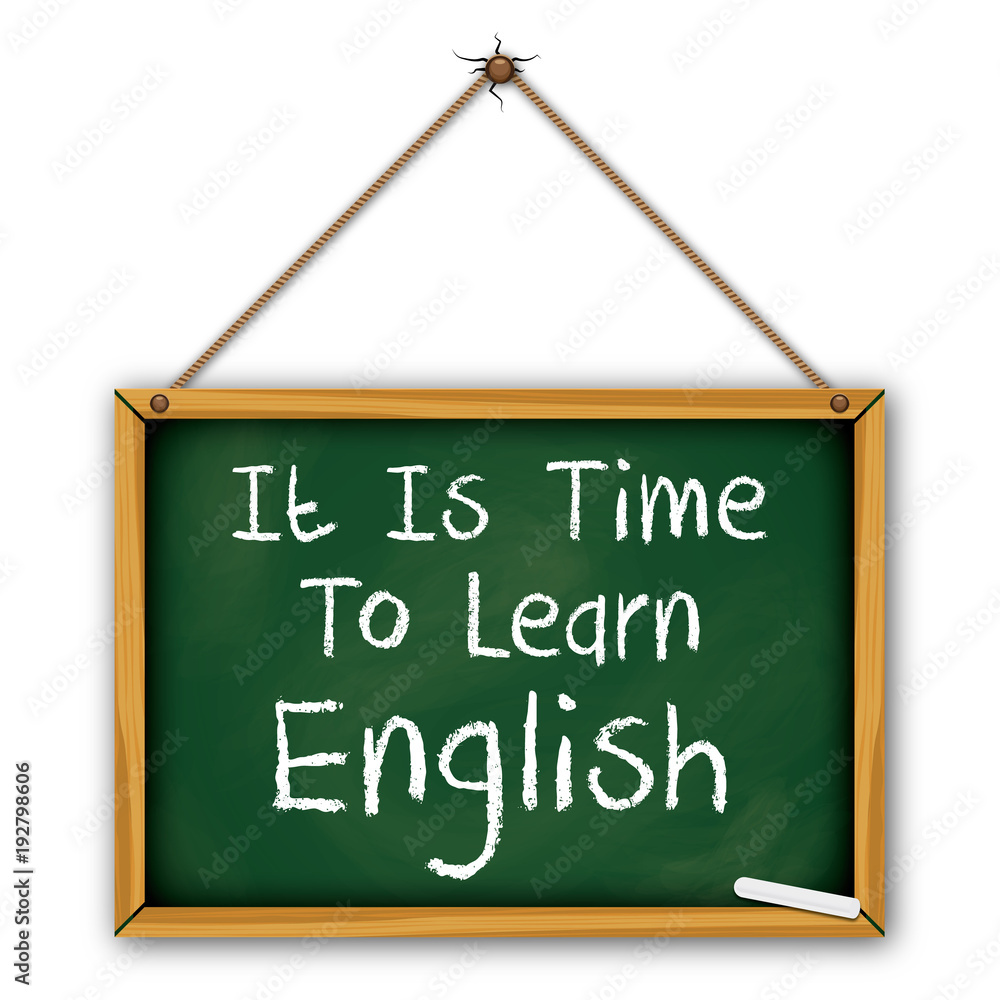 It is time to learn english quote- chalkboard concept. Stock Vector ...