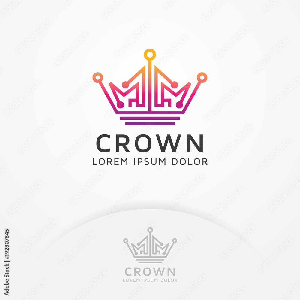 Crown technology logo. Crown vector in line art style for technology ...