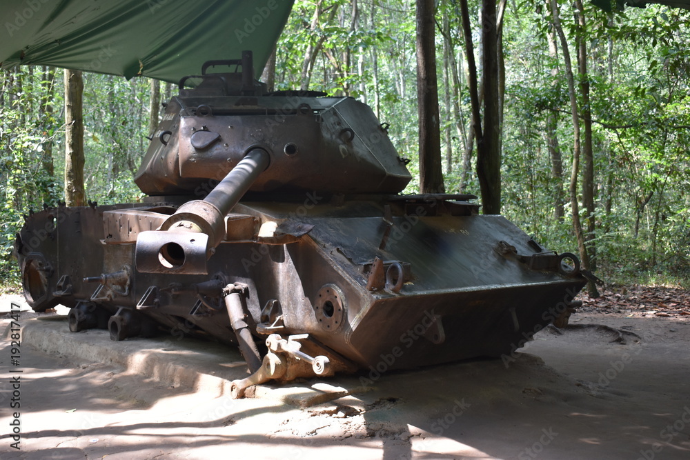 Heavy Tank at Vietcong tunnel systems in Cu Chi in Vietnam, Asia Stock ...