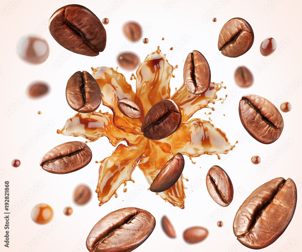 coffee bean with splash of Coffee Stock Illustration | Adobe Stock