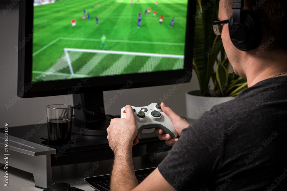 Gaming game play video on tv or monitor. Gamer concept. Stock Photo ...