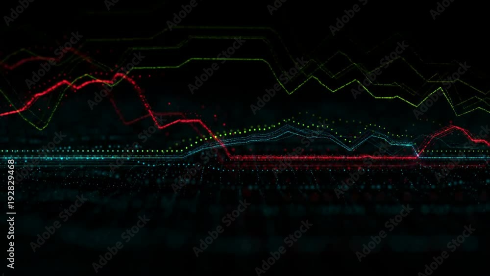 3d render background with graph. Dots form up and down graph forms ...
