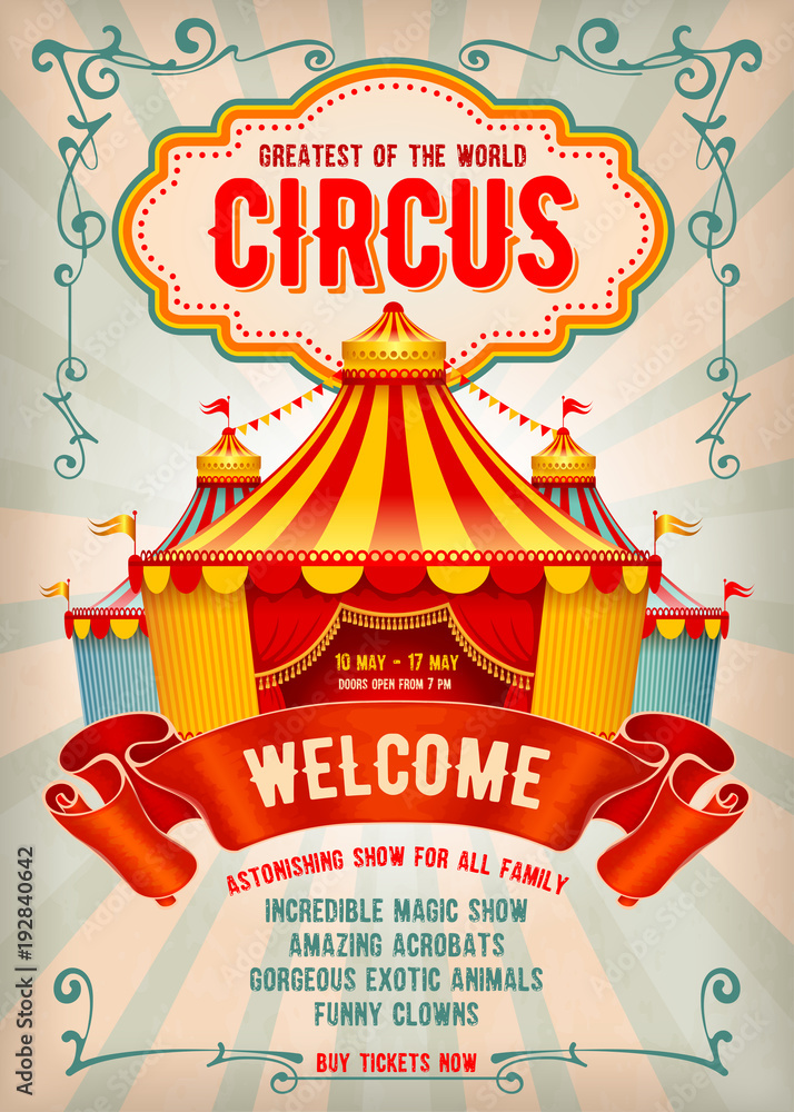 Circus advertising poster Stock Vector | Adobe Stock