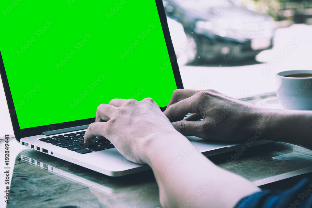 Male customer input the wording to search the data from internet ...