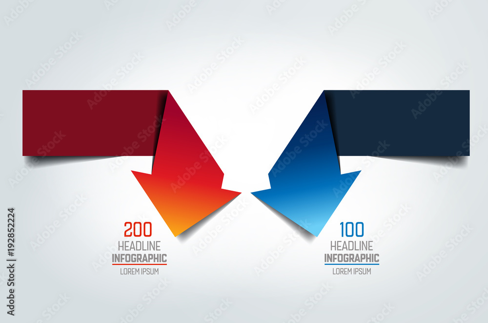 Two arrows in oposite direction turning into right engle infographic ...