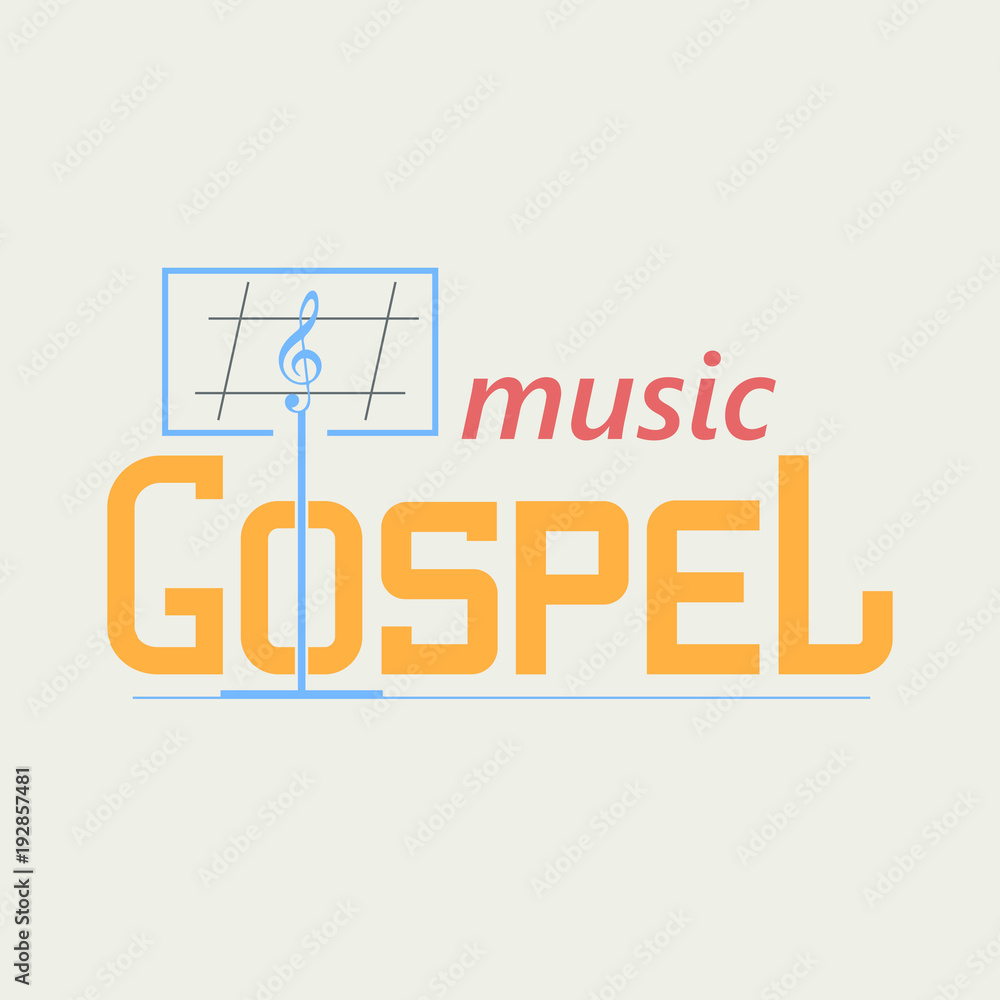 Logo Gospel Music Logo symbolizing the gospel music. Music stand and ...