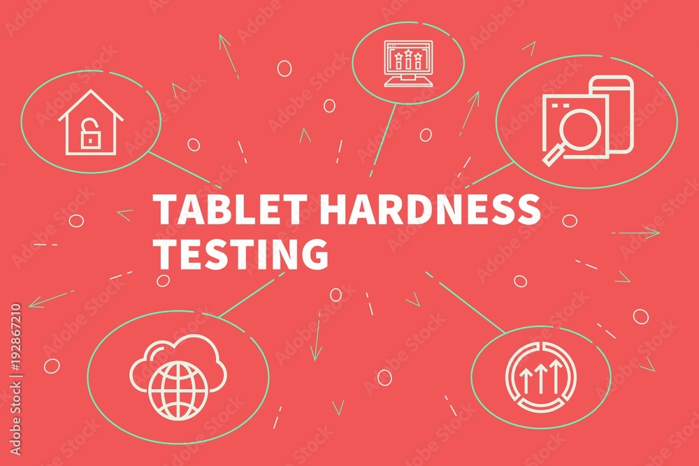 Business illustration showing the concept of tablet hardness testing ...