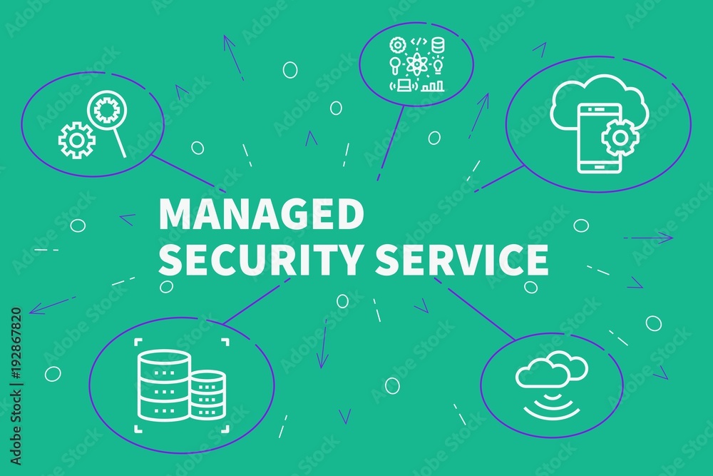 Business illustration showing the concept of managed security service ...