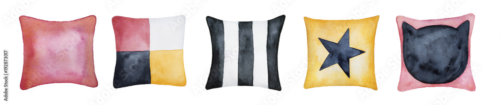 Various square pillow cases combination for decor and interior design ...