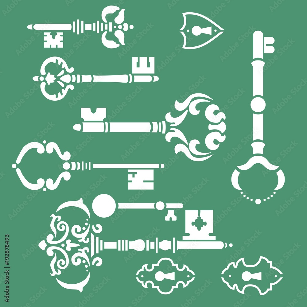 Keys stencils art set Stock Vector | Adobe Stock