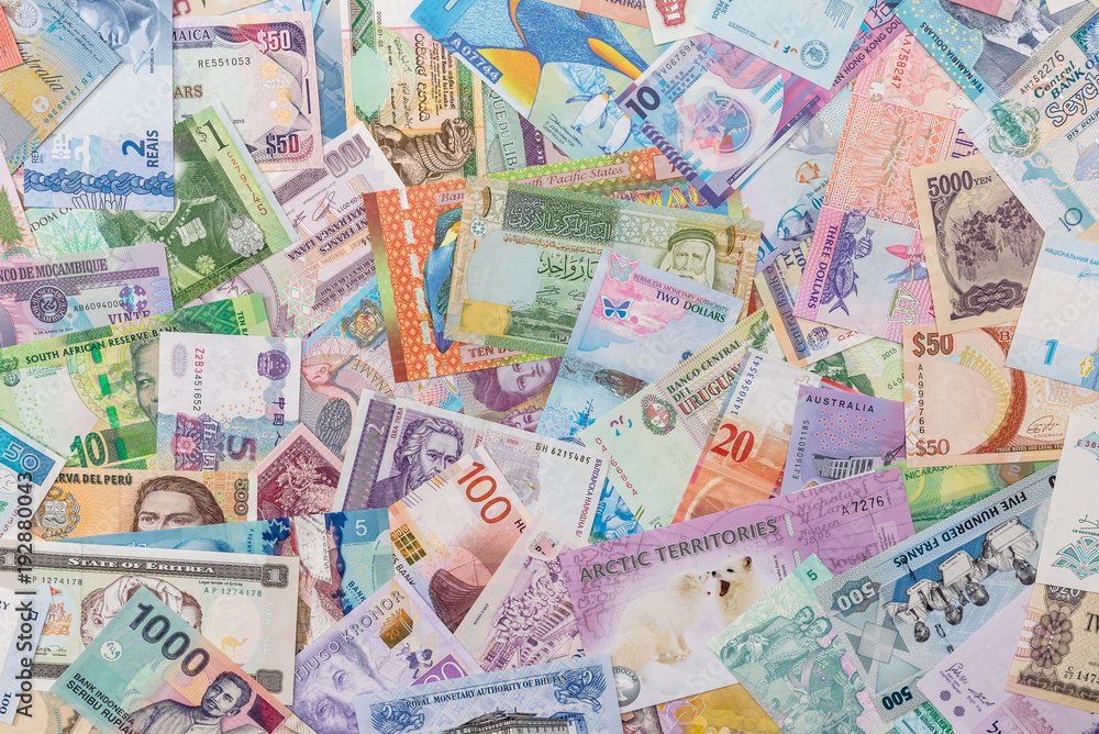 Collection of the variety currency and banknotes from world Stock Photo ...