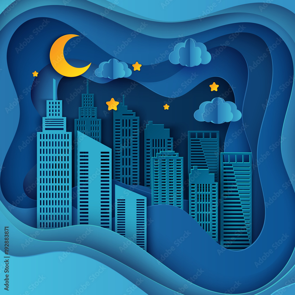 Paper skyscrapers. Achitectural building in panoramic view. Modern ...