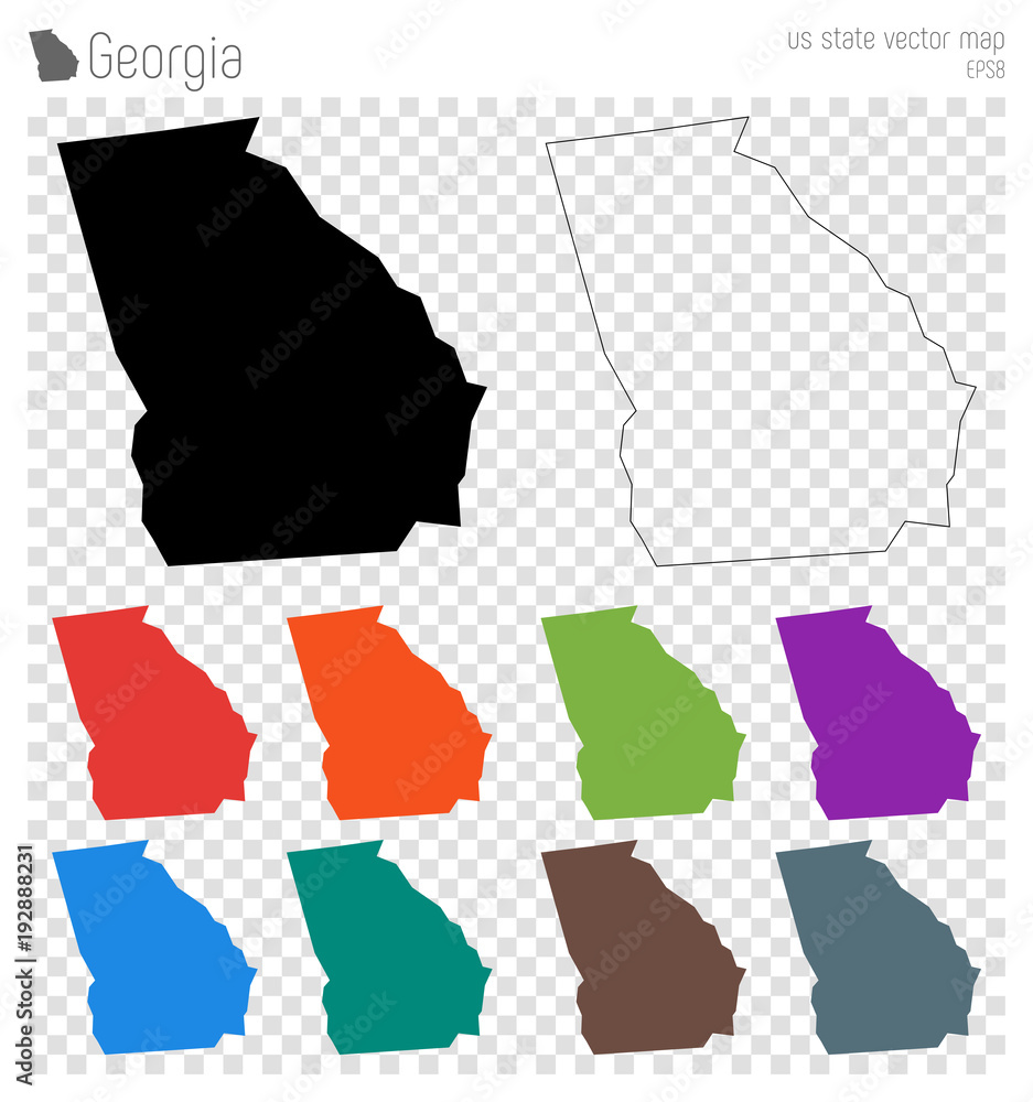 Georgia high detailed map. Us state silhouette icon. Isolated Georgia ...