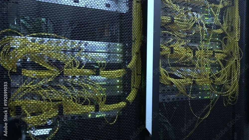 Rack Mounted Servers In A Server Room, Server rack audio cable. Severs ...