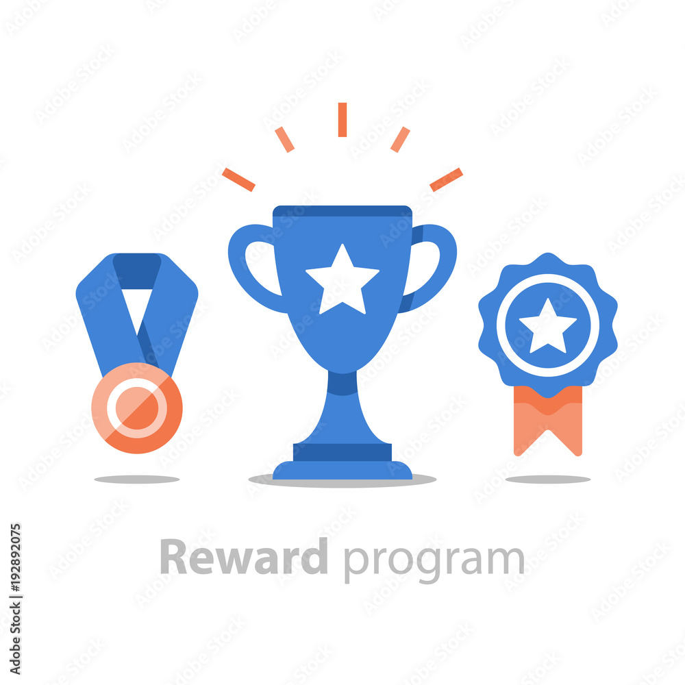 Win super prize, reward program, winner cup, first place bowl ...