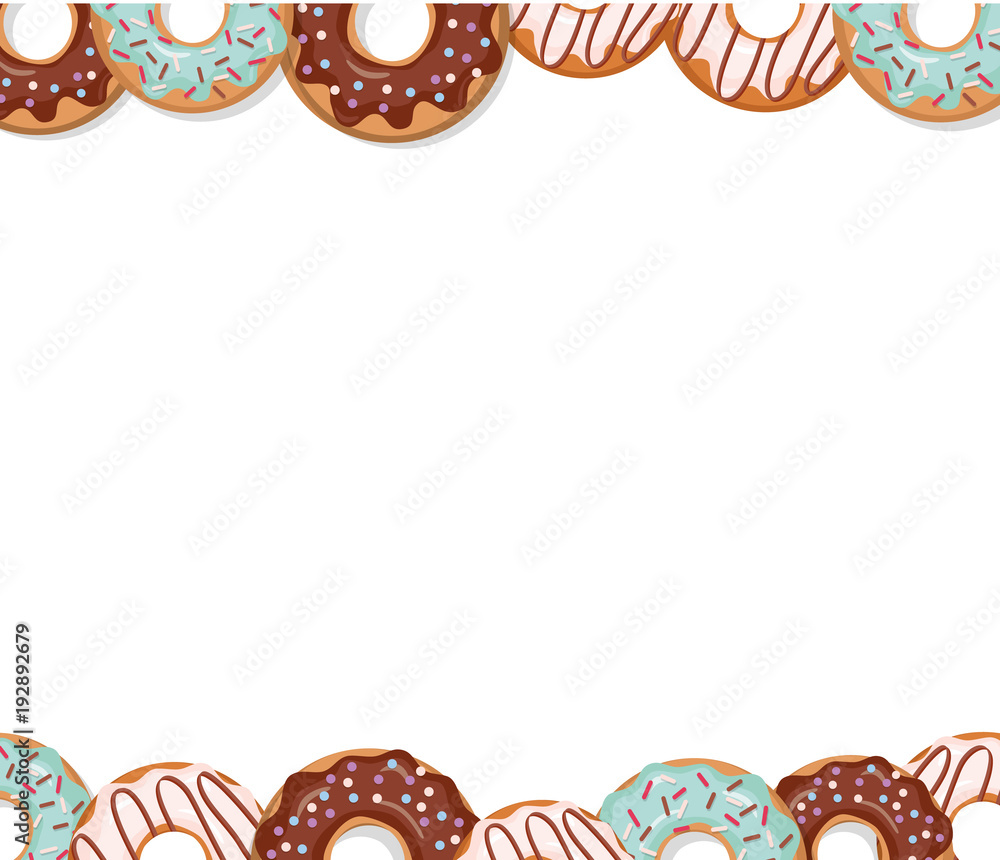 Sweet bakery design template. Cartoon donut borders. Stock Vector ...