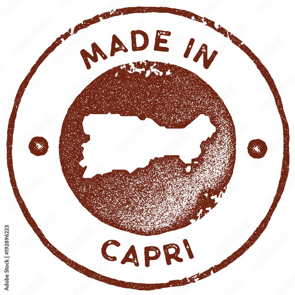 Capri map vintage stamp. Retro style handmade label, badge or element ...