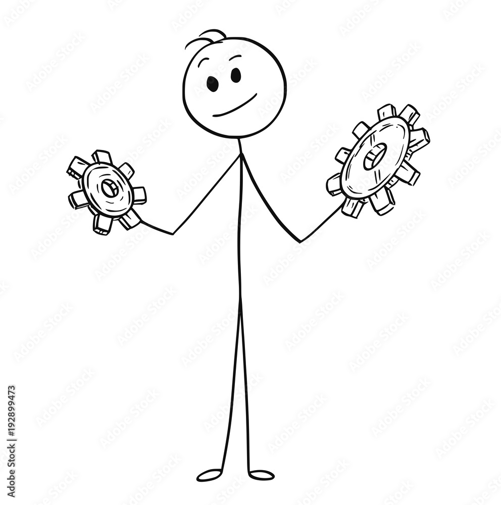 Cartoon stick man drawing conceptual illustration of businessman ...