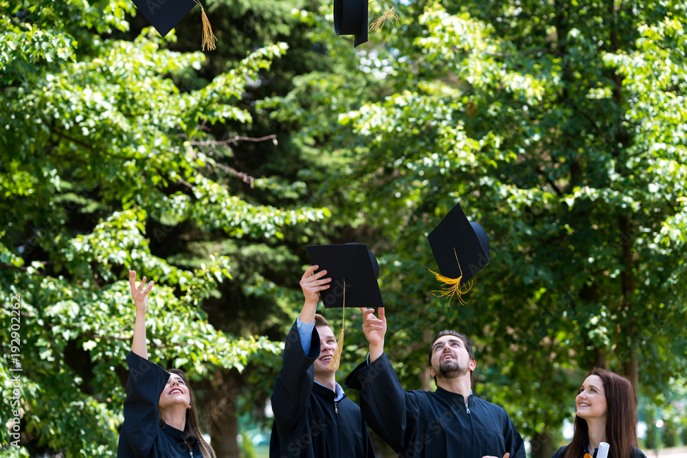 Diversity Students Graduation Success Celebration Concept.Graduates ...