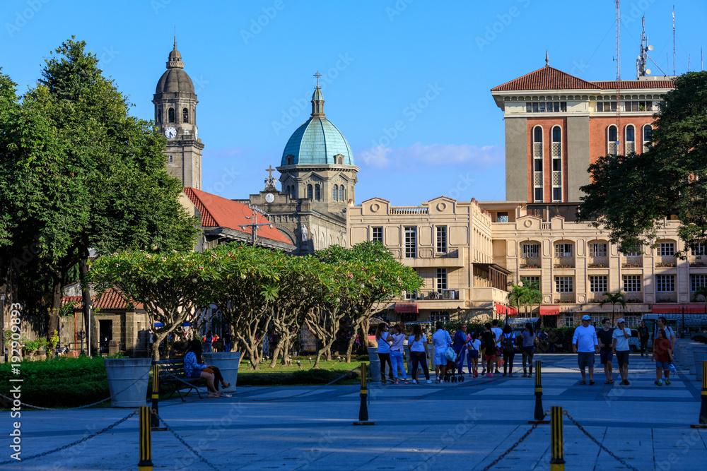 Intramuros district building view from Spanish colonial Fort Santiago ...