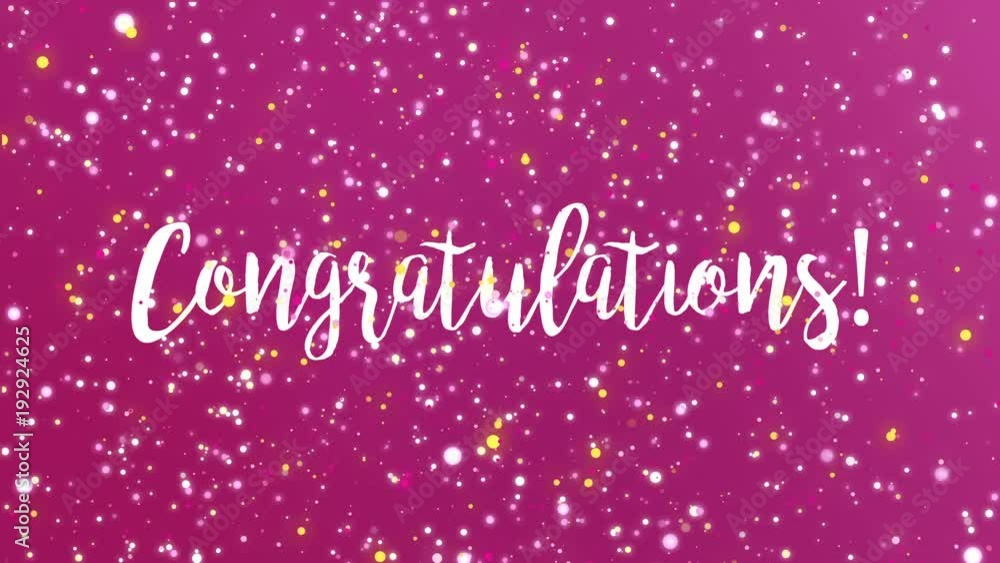 Sparkling purple pink Congratulations animated greeting card with ...