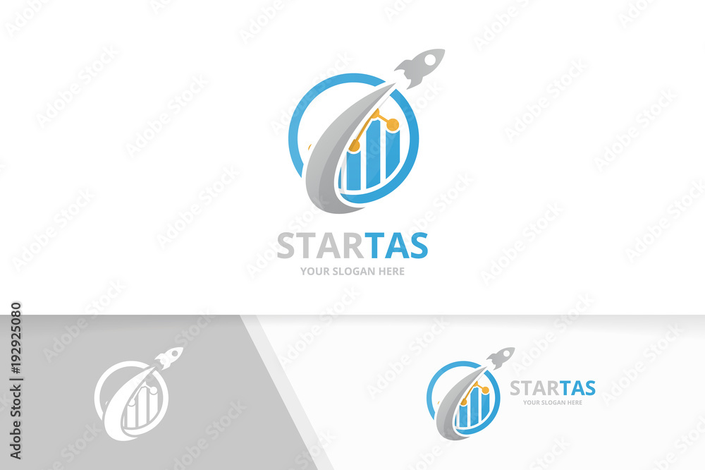 Vector graph and rocket logo combination. Diagram and airplane symbol ...