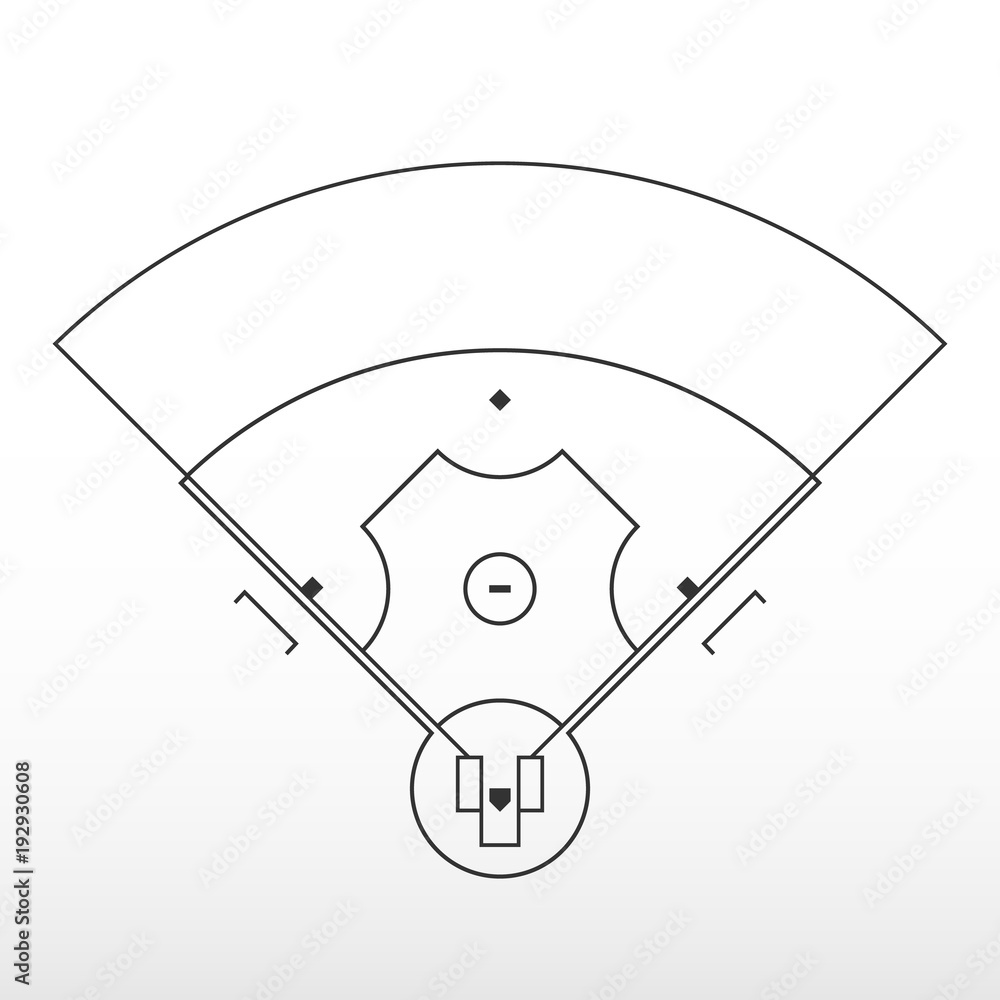 Baseball field markup. Outline of lines on an baseball field. Stock ...