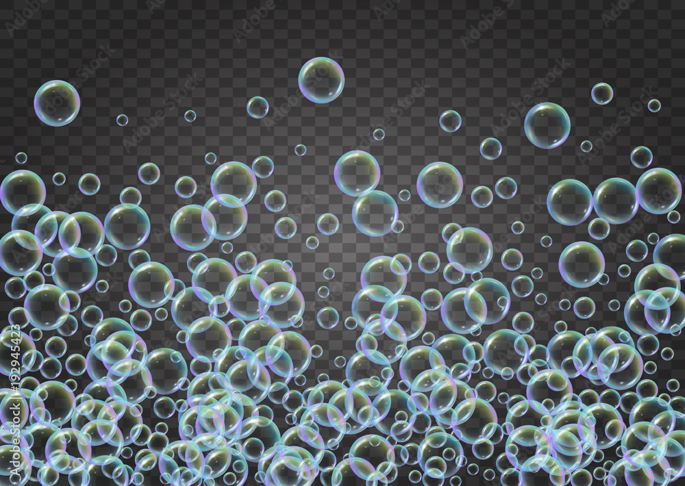 Shampoo bubbles on gradient background. Realistic water bubbles 3d ...