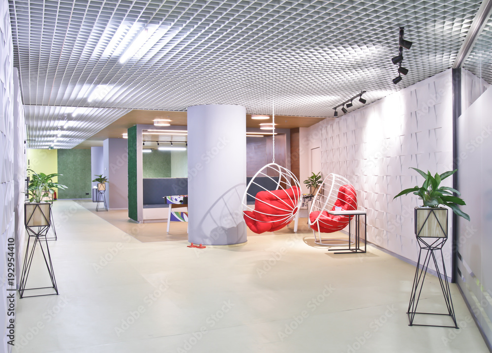 Interior of the staff rest room in the modern office of the business ...