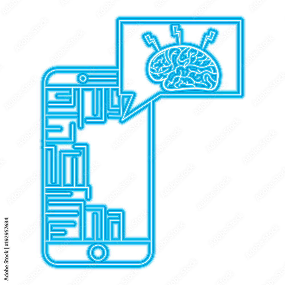 smartphone speech bubble brain circuit board ideas vector illustration ...