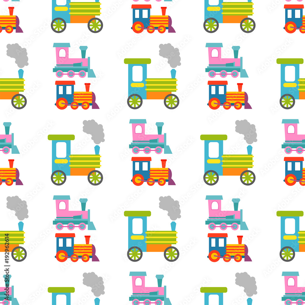 Game gift kids train seamless pattern background vector travel railroad ...