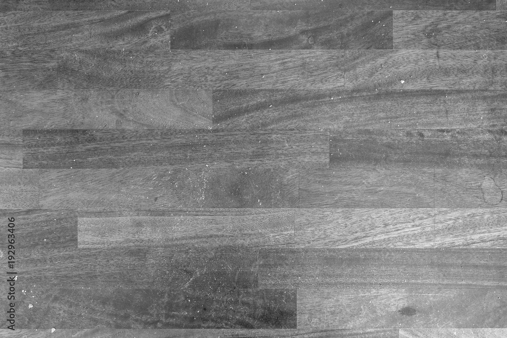 Dirty wooden kitchen counter with stains and breadcrumps viewed from ...