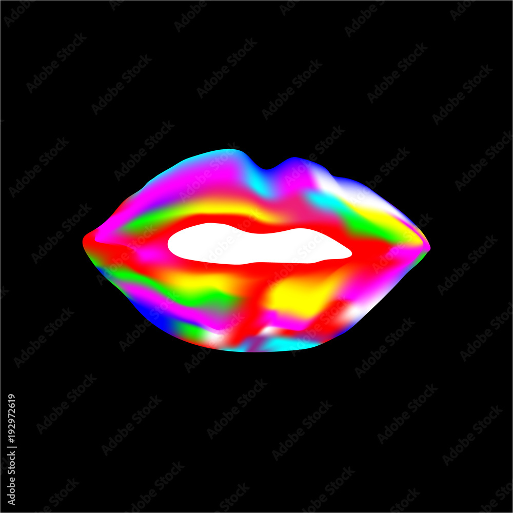 colored neon lips Stock Vector | Adobe Stock