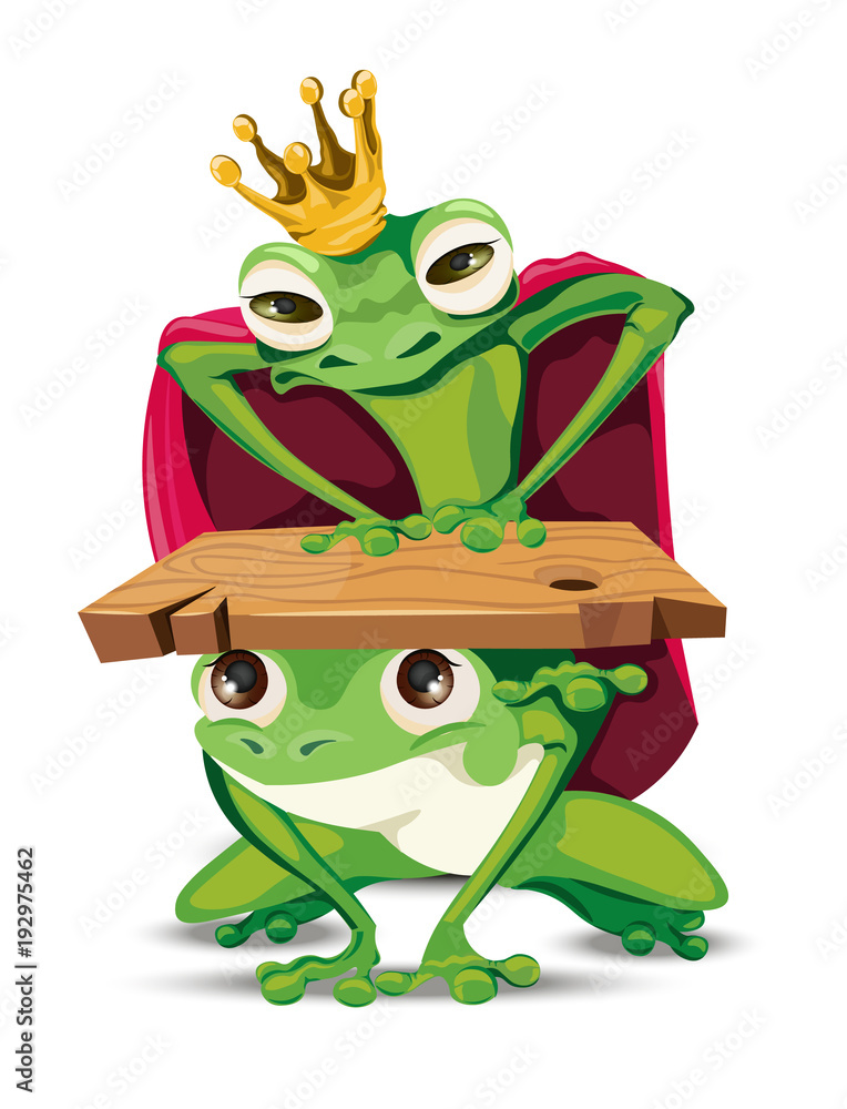 King frog Vector cartoon character. Bossy power metaphoric ...