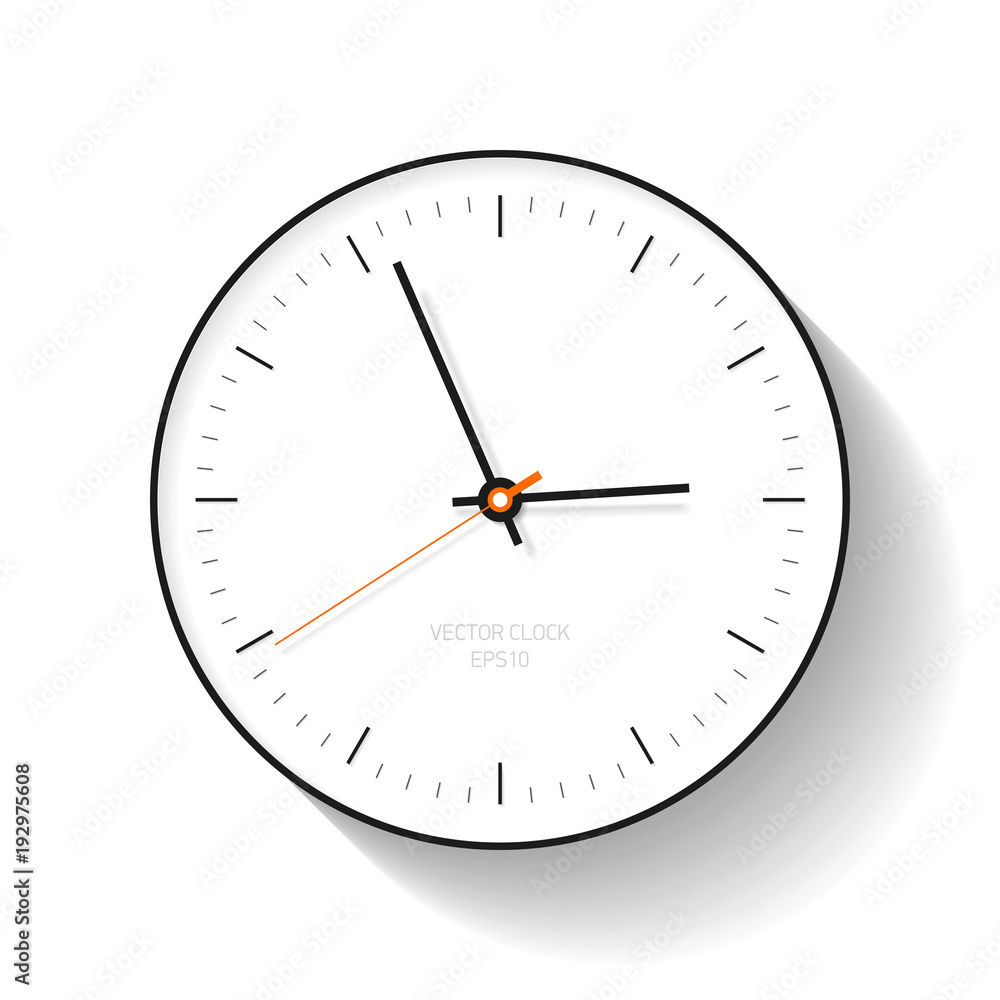 Simple Clock icon in flat style, minimalistic timer on white background ...