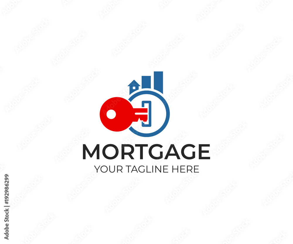 Key and real estate from graph logo template. Mortgage and chart from ...