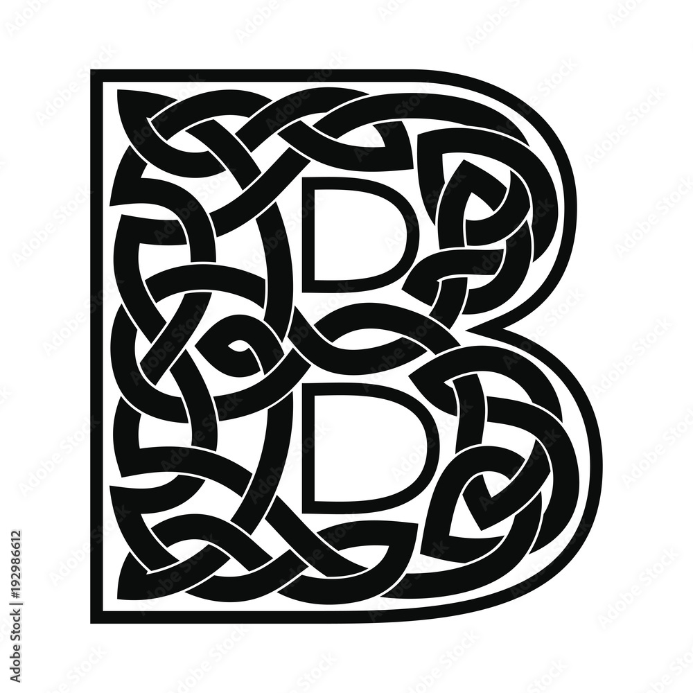Letter of the English alphabet with Celtic national ornament as ...