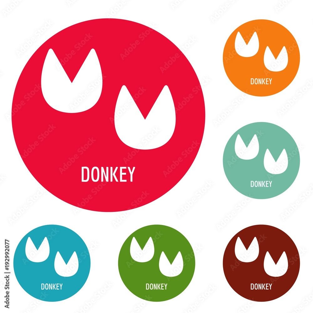 Donkey step icons circle set vector isolated on white background Stock ...