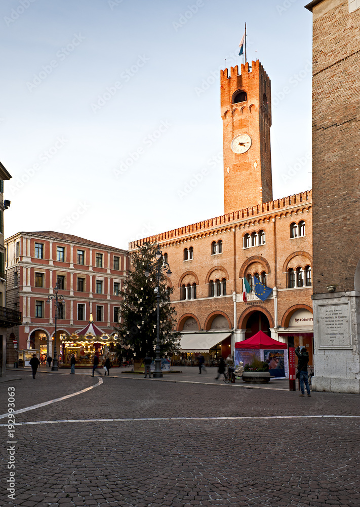 The Palazzo del Podestà with the civic tower in Piazza dei Signori in ...
