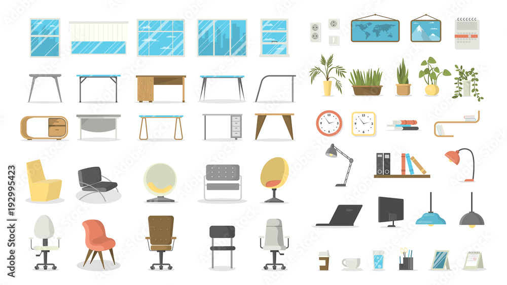Office furniture set. Stock Vector | Adobe Stock