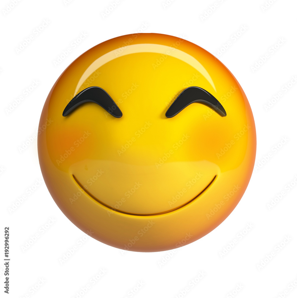Blushing Emoji. Excited Emoticon becoming red in the face . 3d ...