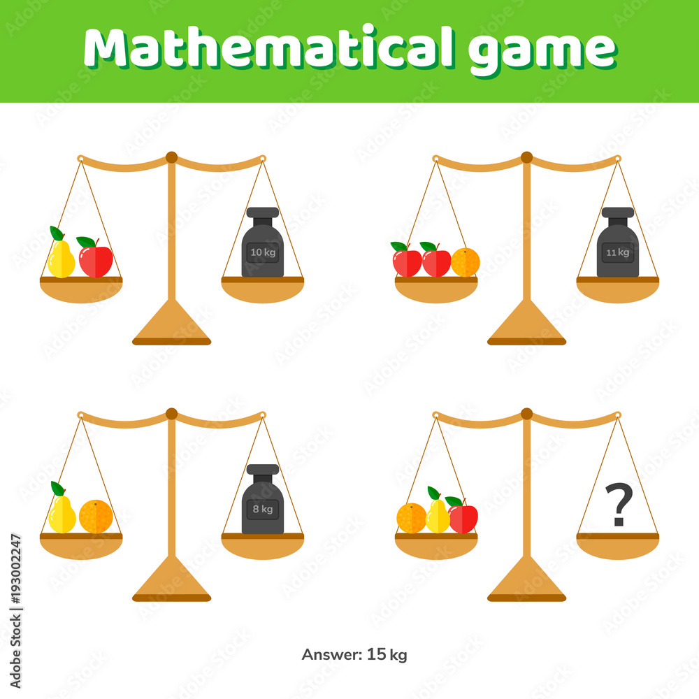Vector illustration. Math game for kids of school and preschool Stock ...