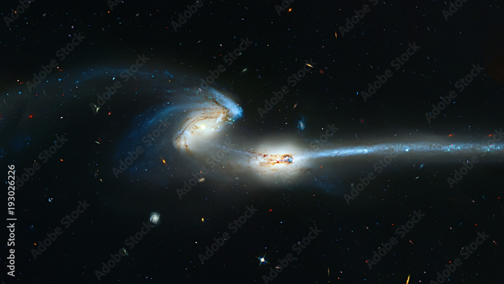 Colliding galaxies, Mice Galaxies, spiral galaxies in constellation ...