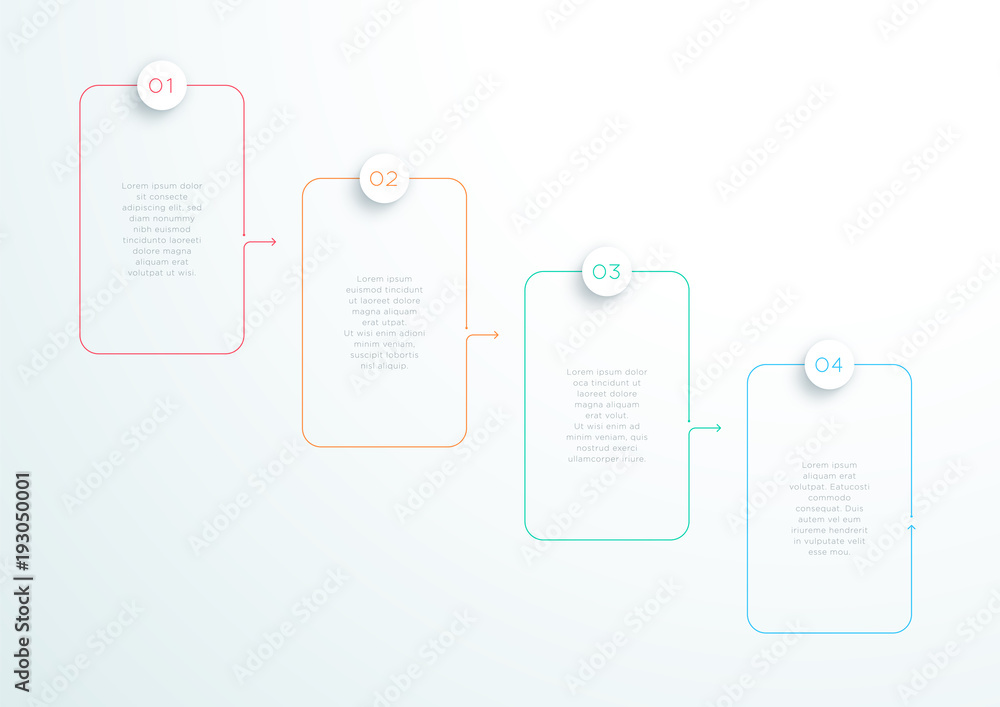 4 Step Vector Flat Thin Line Text Boxes Linked Together Stock Vector ...