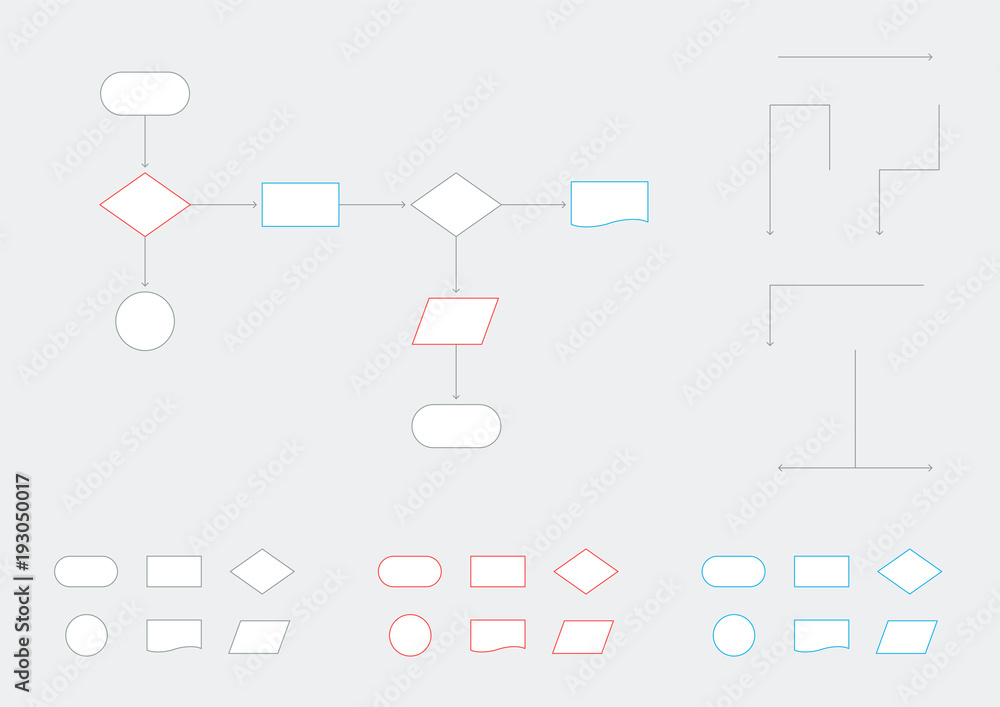 Vector Outline Flow Chart Elements Set Infographic Stock Vector | Adobe ...