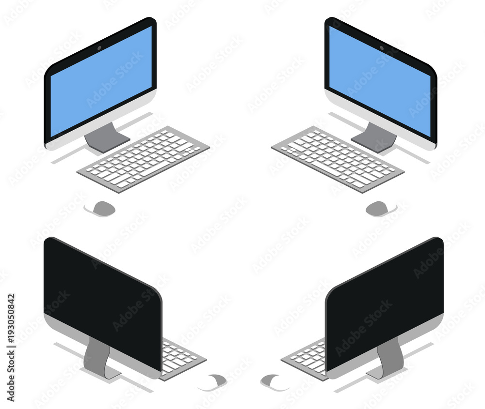 Isometric 3D vector illustration concept computer laptop front view and ...