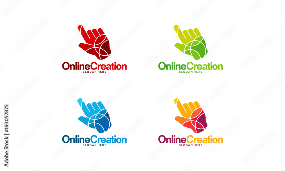 Online Art logo designs concept, Online Creation logo template, Color ...