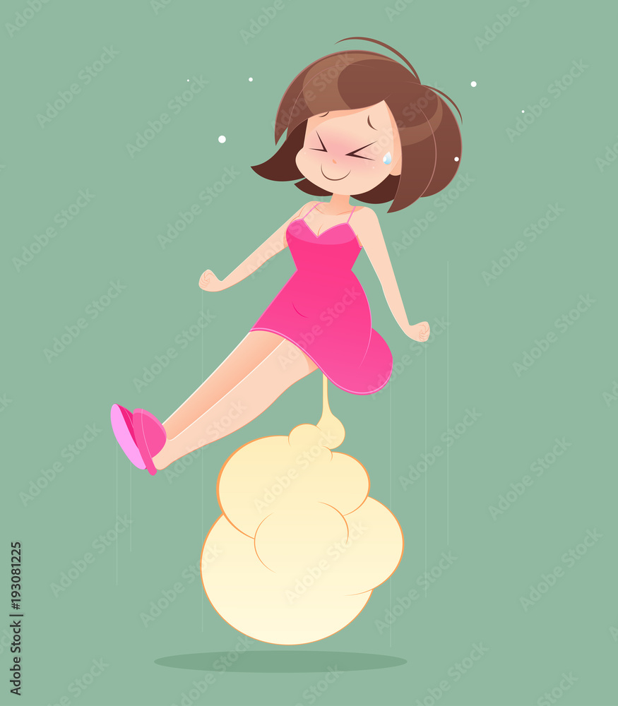 Woman in pink nightgown farting. Stock Vector | Adobe Stock