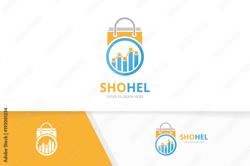 Vector graph and shop logo combination. Diagram and sale symbol or icon ...