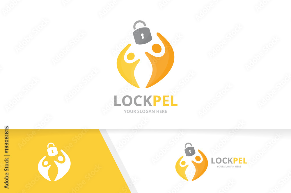 Vector lock and people logo combination. Safe and family symbol or icon ...